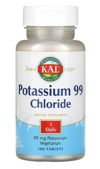 Калий 99 мг 100 таблеток, Kal Potassium 99 Chloride, Нормализует ...