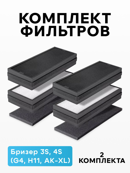 Комплект фильтров (2 комплекта - 6 штук) для Бризер 3S, 4S (G4/EPA11/AK-XL) купить на OZON по ...