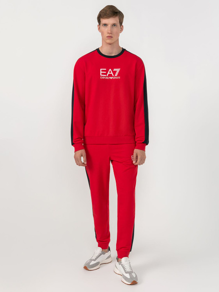 Комплект одежды Мужской EA7 Повседневный красный, размер 50, 52 Хлопок, Полиэстер Логотип ...