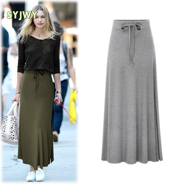 Юбка Женский SYJWY серый Политекс, размер 54 Без застежки Макси Демисезон купить c доставкой на ...