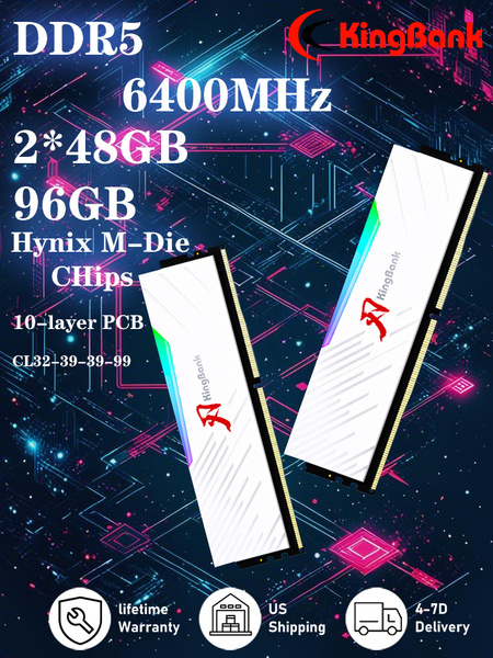 KingBank Модуль памяти White Solarblade RGB DDR5 UDIMM 6400MHz 2x48GB ...