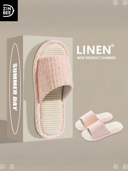 Тапочки Женский, Мужской ZinBee, размер 37, 38 пудровый Однослойная подошва Китай Лето купить c ...