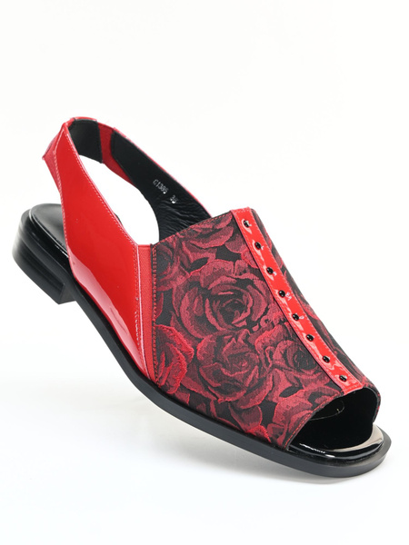 Босоножки Женский Ascalini Стандартный низкий (до 4 см) Кожа натуральная лакированная, размер 37 ...