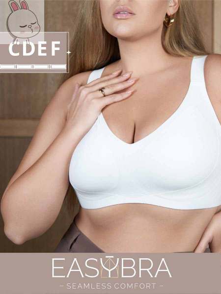 Бюстгальтер Женский без косточек, бесшовный, размер 90F, 95C белый, слоновая кость Микрополиамид ...