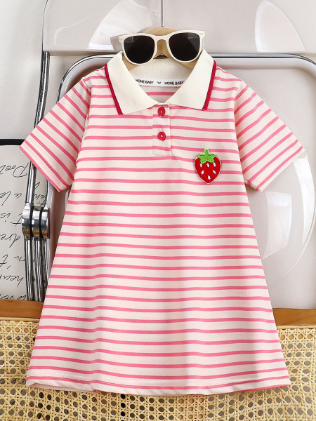 Платье Девочки SYJWY пудровый платье-поло Повседневный Короткий ...