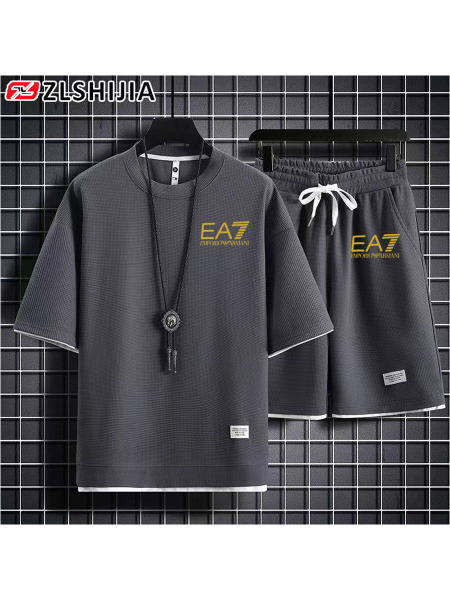 Костюм спортивный Мужской EA7 серый, размер 50, 52 Лето купить c доставкой на OZON по низкой ...