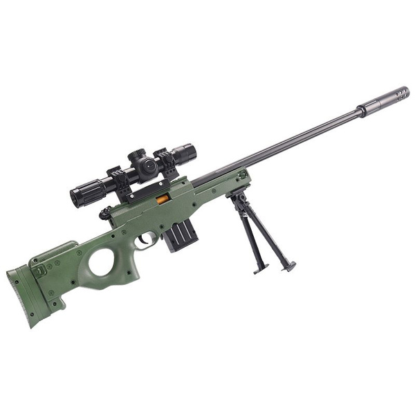 Ружье пневматическое AWM детское от MK Toy (цвет зеленый) / снайперская винтовка АВП с лазерным ...