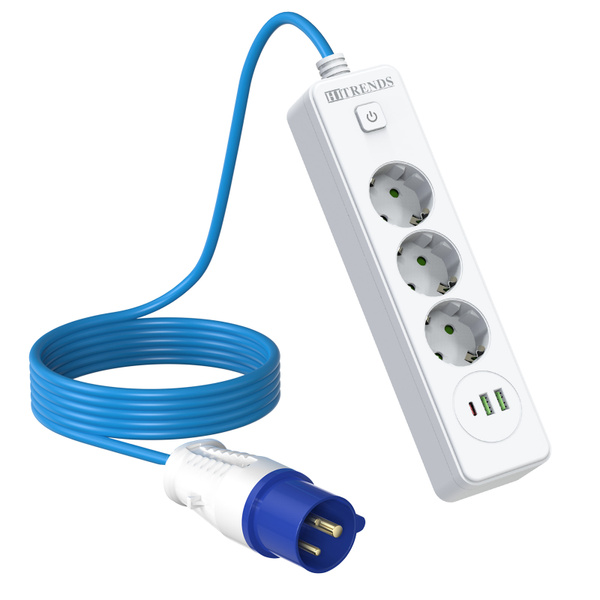 HITRENDS - Удлинитель для кемпинга с 3 евророзетками, 2 USB и 1 Type-C ...