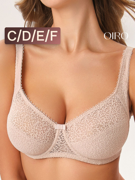 Бюстгальтер Женский OIRO на косточках, с мягкой чашкой, размер 85C бежевый Нейлон, Спандекс ...