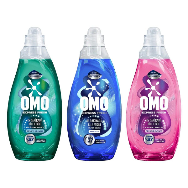 Omo Express Fresh Жидкое моющее средство 1480 мл Ультрабелое X1 Цветное ...