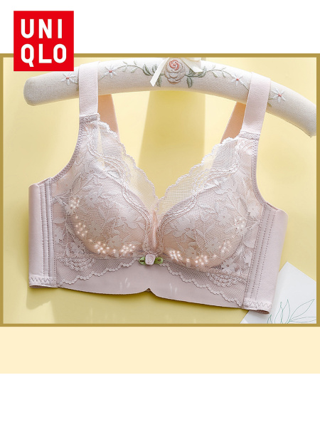 Бюстгальтер Женский Uniqlo с мягкой чашкой, размер 75B пудровый Политекс Домашний Пряжка Значки ...