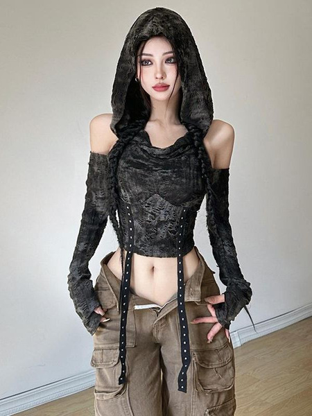 Кроп-топ Женский SYJYW черный, размер 40, 42 Политекс Длинный Повседневный Китай Логотип купить ...