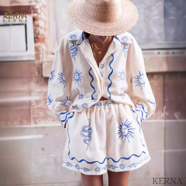 Комплект одежды Женский KERNA Пляжный с сорочкой разноцветный, размер 44, 42 Лавсан Разноцветный ...