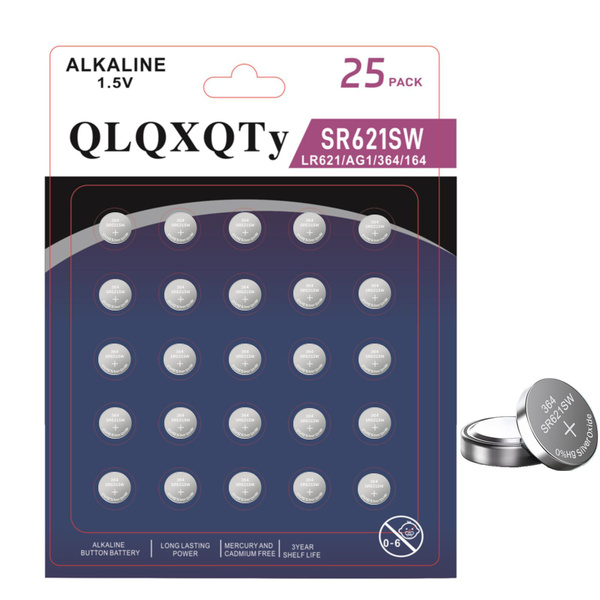 25PCS SR621SW Часовой аккумулятор AG1 364 / 363 LR621 V364 1.55V купить ...