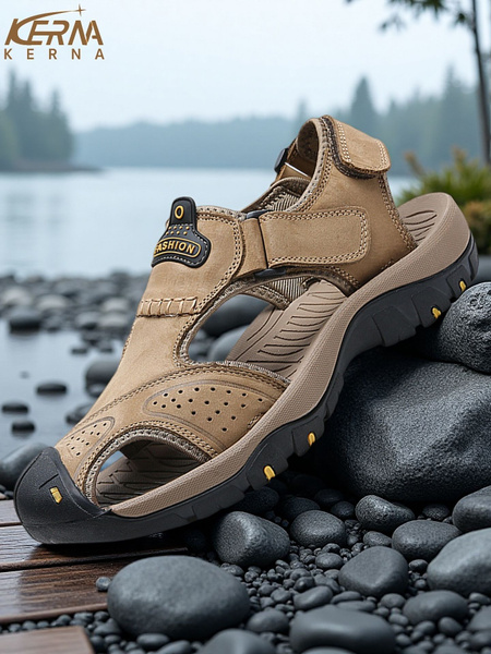 Сандалии Мужской KERNA, размер 44 Искусственная кожа Легкая модель D Лето Россия Липучки Бахрома ...