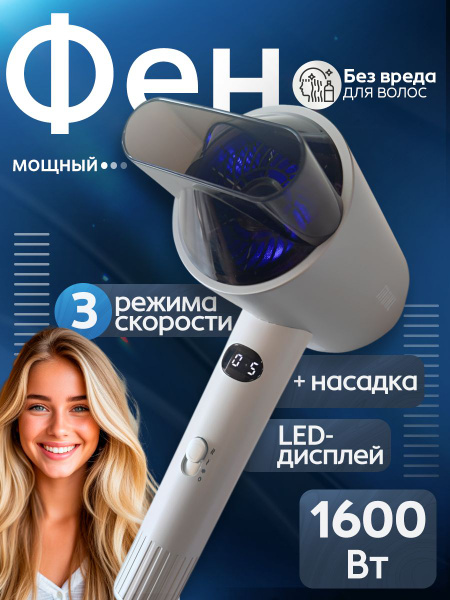 Фен для волос MDHL-023 Electric Hair Drier, кол-во насадок 1 купить на OZON по низкой цене ...