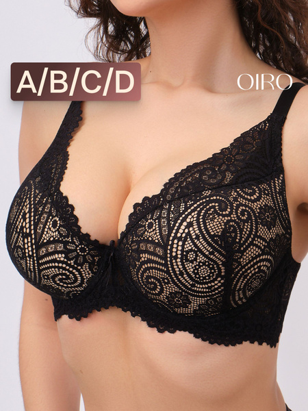 Бюстгальтер Женский OIRO, размер 80C черный, золотой Полиамид, Эластан Повседневный Китай Крючки ...