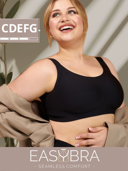 Бюстгальтер Женский EASY BRA без косточек, высокая закрытая чашка, размер 85F, 90C черный ...