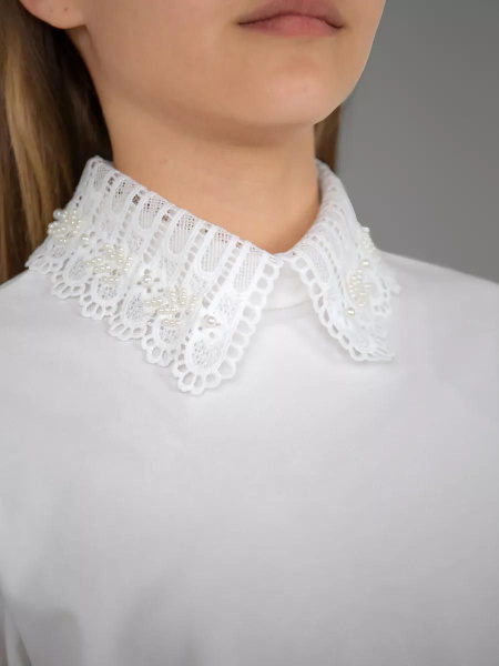 Блузка Девочки Valini молочный Хлопок, Эластан Декоративные пуговицы, Воротник Длинный ...