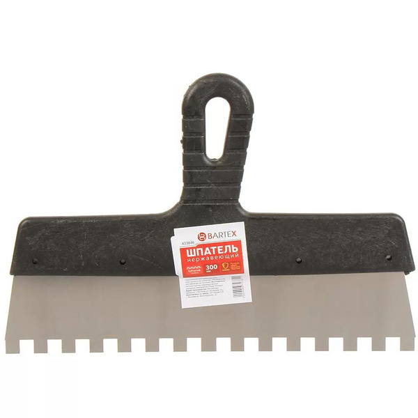 Шпатель зубчатый Bartex нержавеющая сталь 300 мм зуб 10х10 пластиковая рукоятка купить на OZON ...
