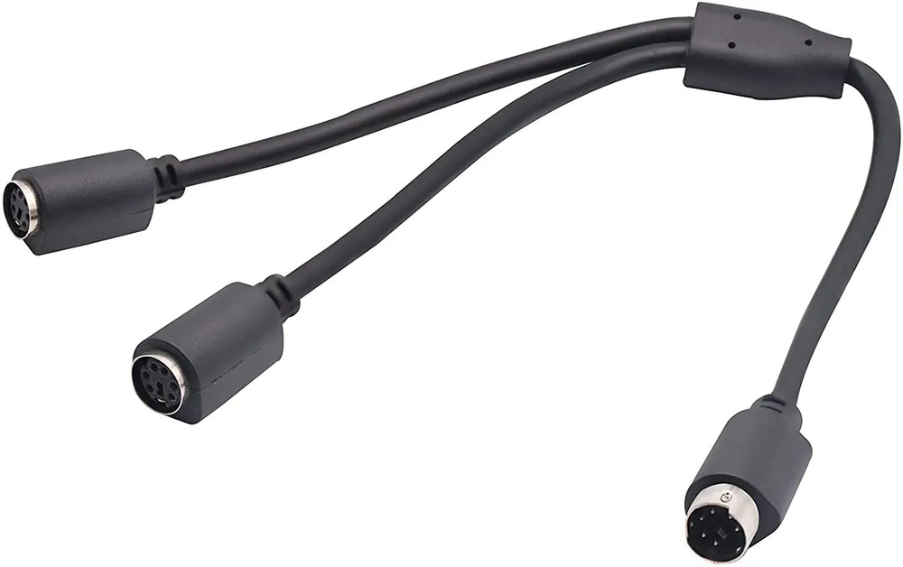 PS 2 Splitter 6 pin Mini Din Male Plug to 2 x женские разъемы Кабельная ...