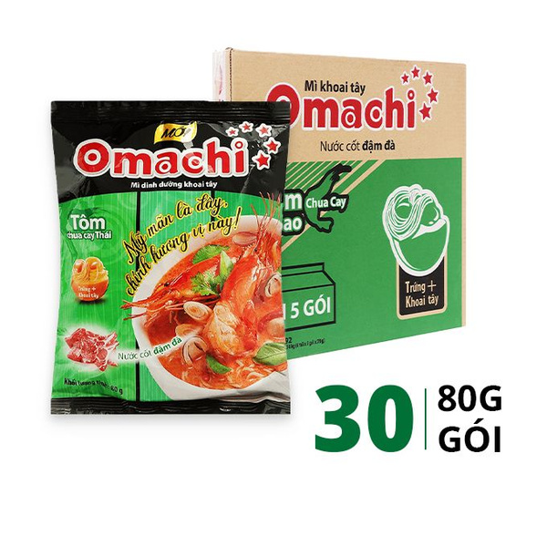 Лапша быстрого приготовления Omachi со вкусом креветки (30шт. по 80 г ...