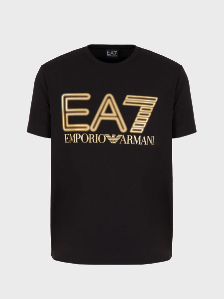 Футболка EA7, размер 48, 50, цвет черный, золотой, хлопок 96% эластан 4% - купить по выгодной ...