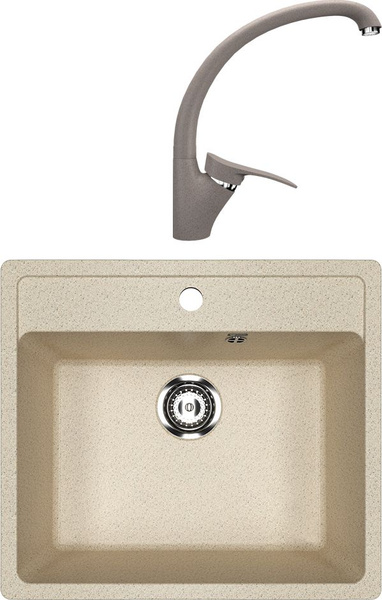 Комплект Мойка кухонная Ulgran U-104 -302 песочная / Смеситель U-001 -302 песочный - купить с ...