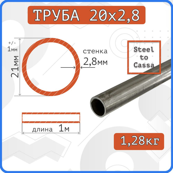 Труба круглая стальная 20 х2,8 ( 1/2" дюйма ) 1шт х 1м - купить с ...