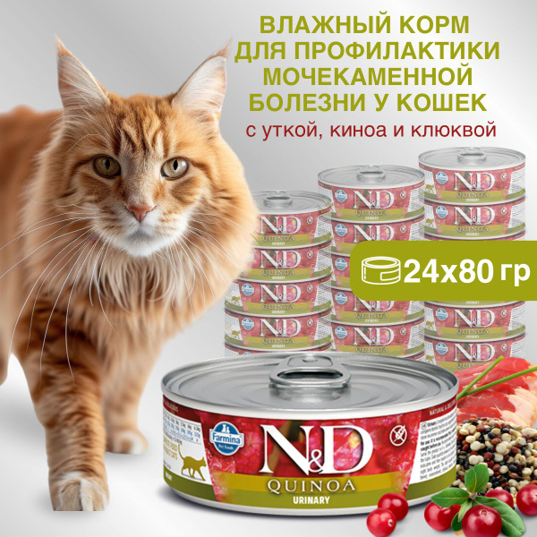 Влажный корм Farmina Urinary для кошек, с уткой, клюквой и киноа, для ...