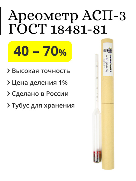 Ареометр (спиртометр) АСП-3, 40-70% - купить с доставкой по выгодным ...