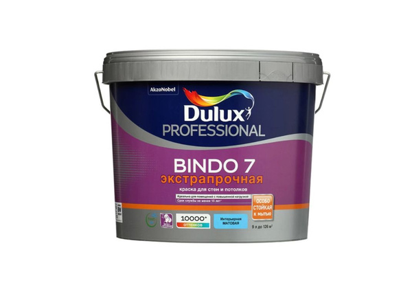 Краска моющаяся Dulux Bindo 7 экстрапрочная база BW белая 9 л купить на ...