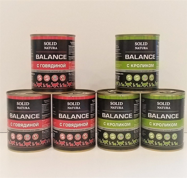 Влажный корм Solid Natura Balance для собак Говядина, Кролик 340г х 6шт. (МИКС упаковка ...