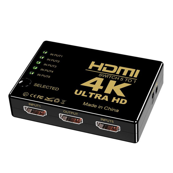 Переходник свитчер HDMI 5 в 1 выключател двухсторонний 4К Ultra HD ...