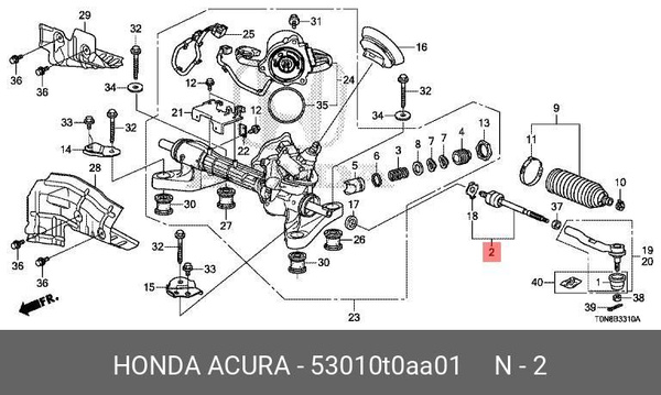 Тяга рулевая перед прав лев Honda 53010-T0A-A01 - Honda арт. 53010-T0A ...