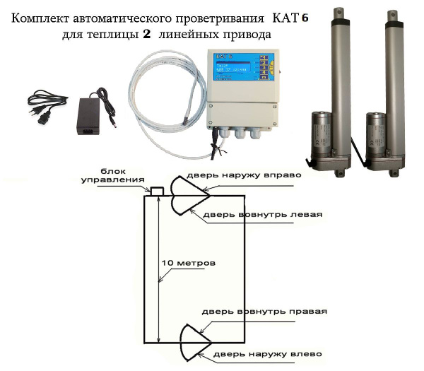Комплект автоматического проветривания КАТ 6, для теплицы, с датчиком ...