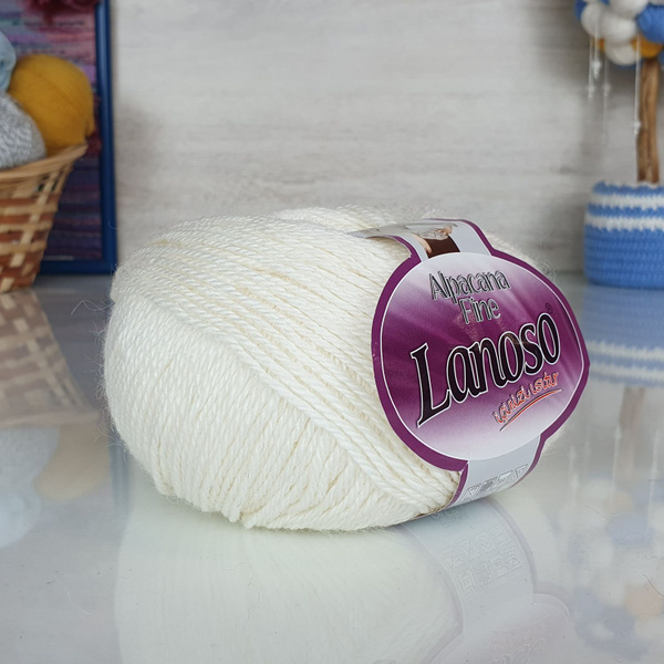 Пряжа Alpacana fine Lanoso - 955 (белый) 3 мотка, 35% шерсть, 25% альпака, 40% акрил, (100г ...