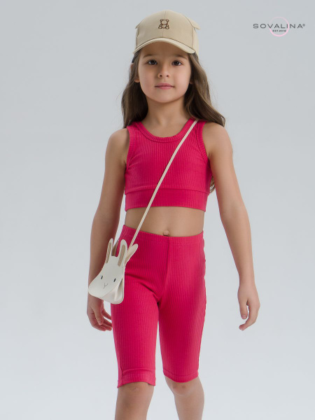 Комплект одежды Девочки SOVAlina Повседневный, Домашний с велосипедками, двойка фуксия, размер ...
