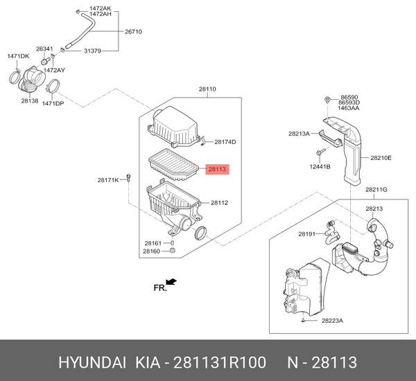Фильтр воздушный Hyundai-KIA 281131R100 - купить по выгодным ценам в ...