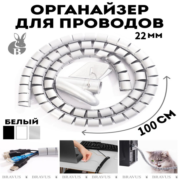 Оплетка для проводов , кабельный органайзер, кабель канал для проводов ...