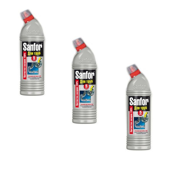 Sanfor Средство для очистки канализационных труб 5 минут 750мл, 3 шт - купить с доставкой по ...