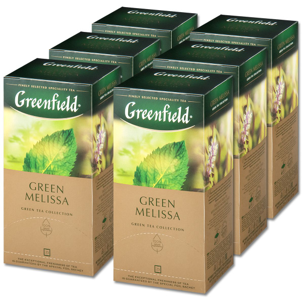 Чай Greenfield "Green Melissa", зеленый с мелиссой и мятой, 25 пакетов ...