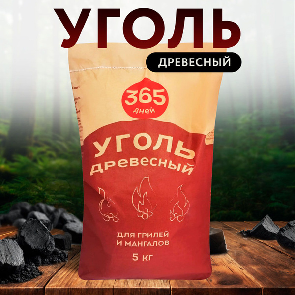 Уголь 365 ДНЕЙ древесный 5кг - купить с доставкой по выгодным ценам в ...
