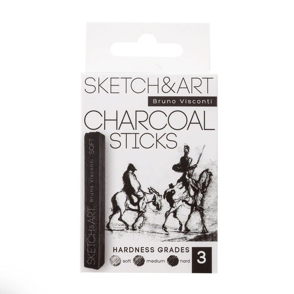Уголь прессованный Bruno Visconti "Sketch&Art", черный, мягкий, средний ...