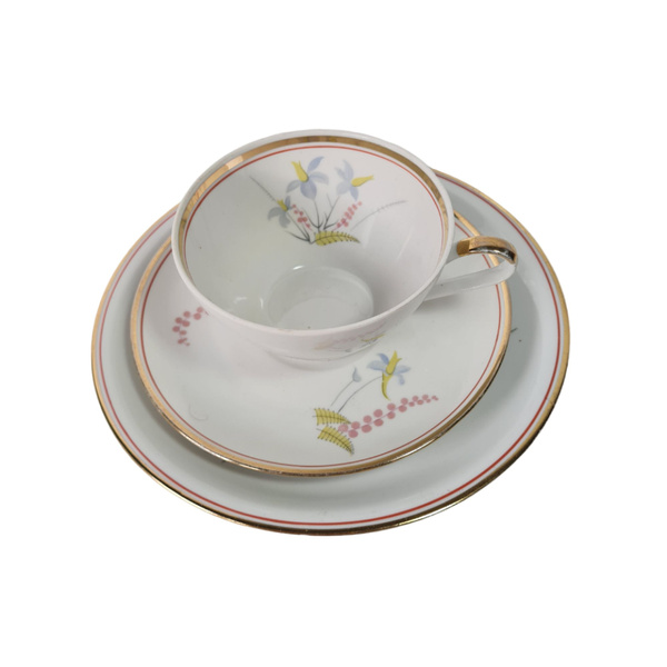 Чайное трио винтажное Kahla с желто-голубыми цветами, фарфор, Германия, 1960-70гг. купить по ...