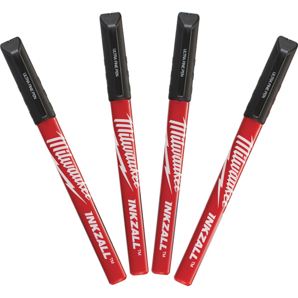 Набор ручек Milwaukee INKZALL со сверхтонким пером (черный) (4 шт) (арт ...