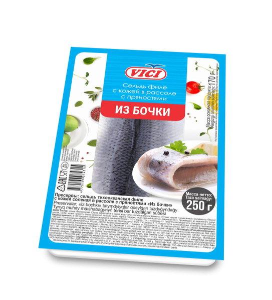 Сельдь Из бочки филе с кожей с пряностями в рассоле VICI, 250 г ...