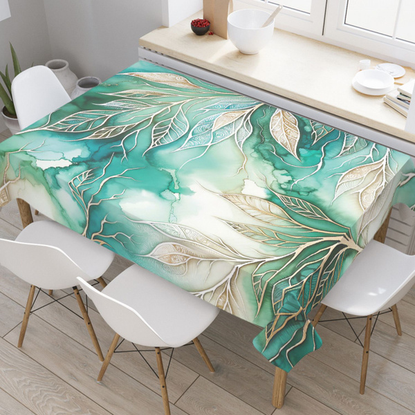 Прямоугольная тканевая скатерть на стол JoyArty с рисунком "Листья в золоте" 120 на 145 см ...