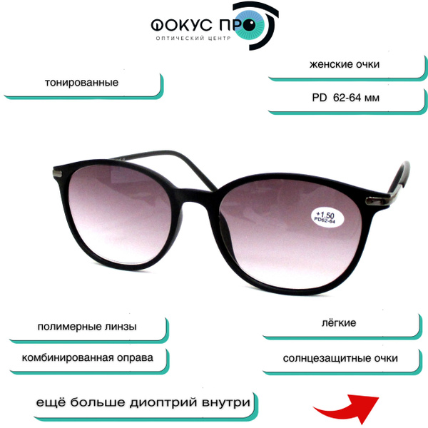 Готовые очки для зрения с защитой от солнца с диоптриями -2.0 женские ...