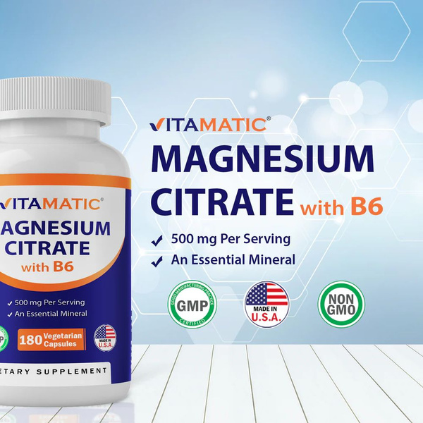 Характеристики Magnesium Citrate, Vitamatic, Магния цитрат + Витамин B6 ...